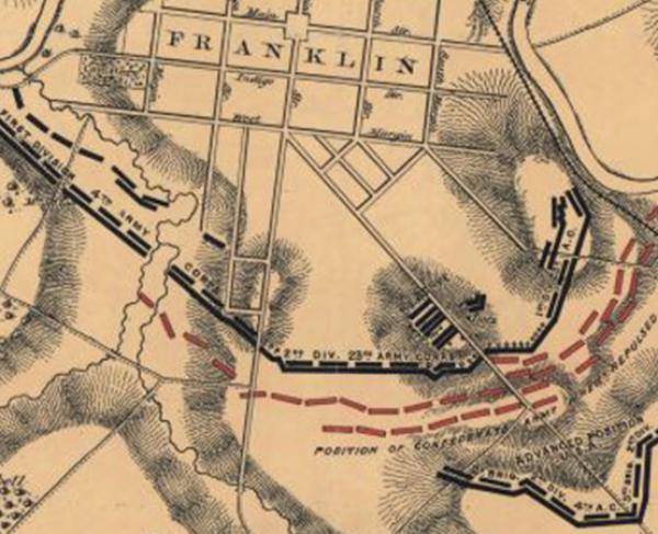 Battle Of Franklin Tennessee Map Map Of Columbia, TN, 1864 | Battle Of