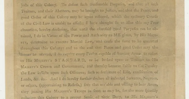 Lord Dunmore's Proclamation of 1775 | American Battlefield Trust