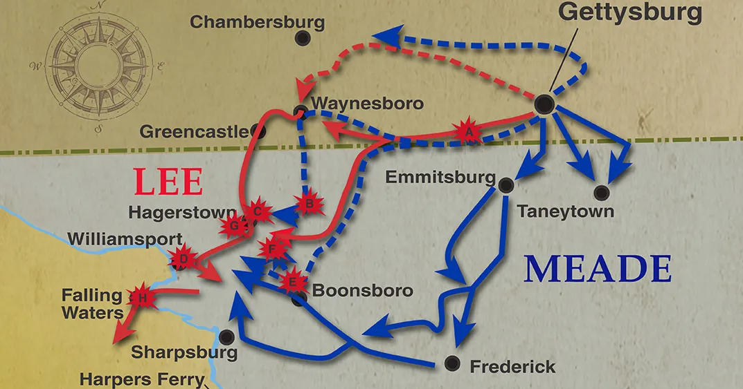 Gettysburg Campaign Map Retreat
