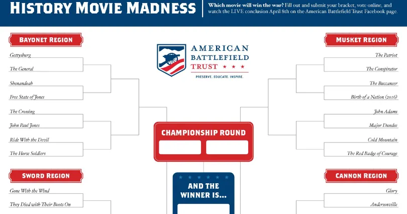 History Movie Madness Bracket Contest | American Battlefield Trust