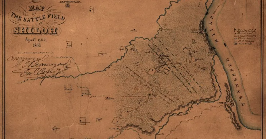 Map of the battlefield of Shiloh, April 6 & 7, 1862 | American ...