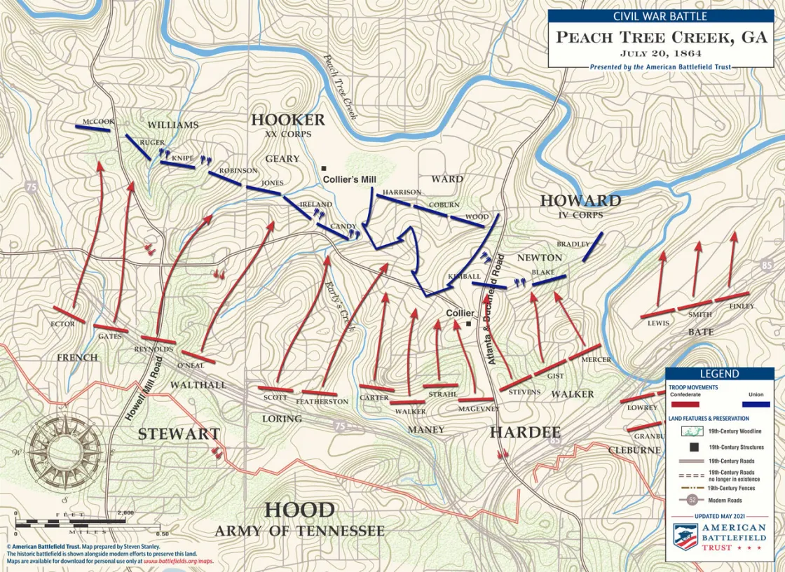 Map Of Peachtree Creek Battle