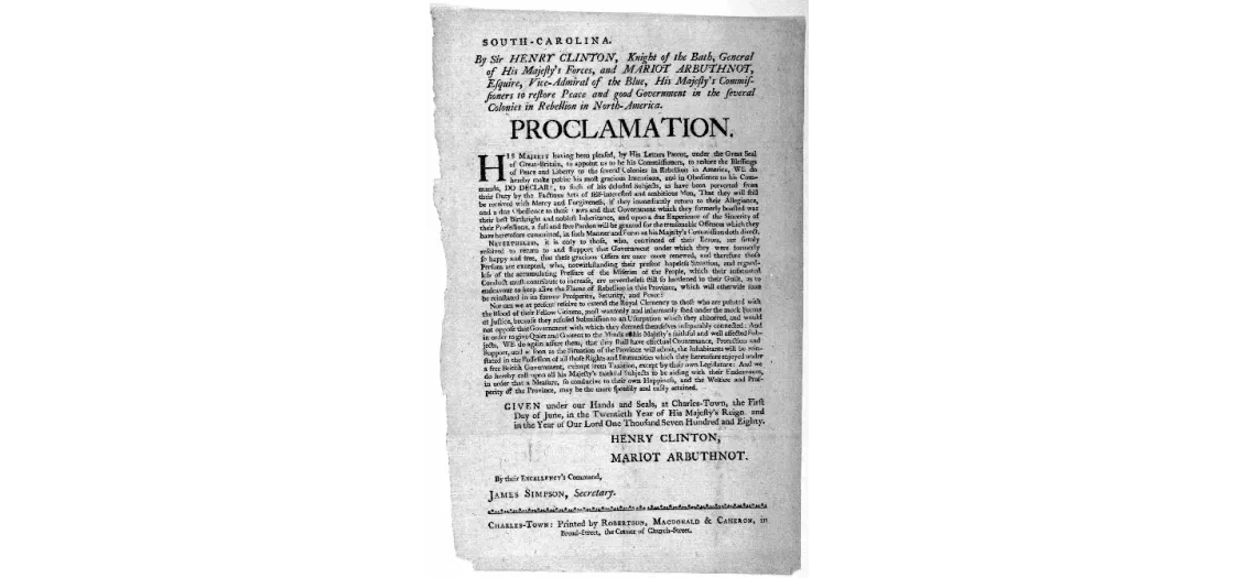 Sir Henry Clinton's 1780 Proclamation to the Southern States | American ...